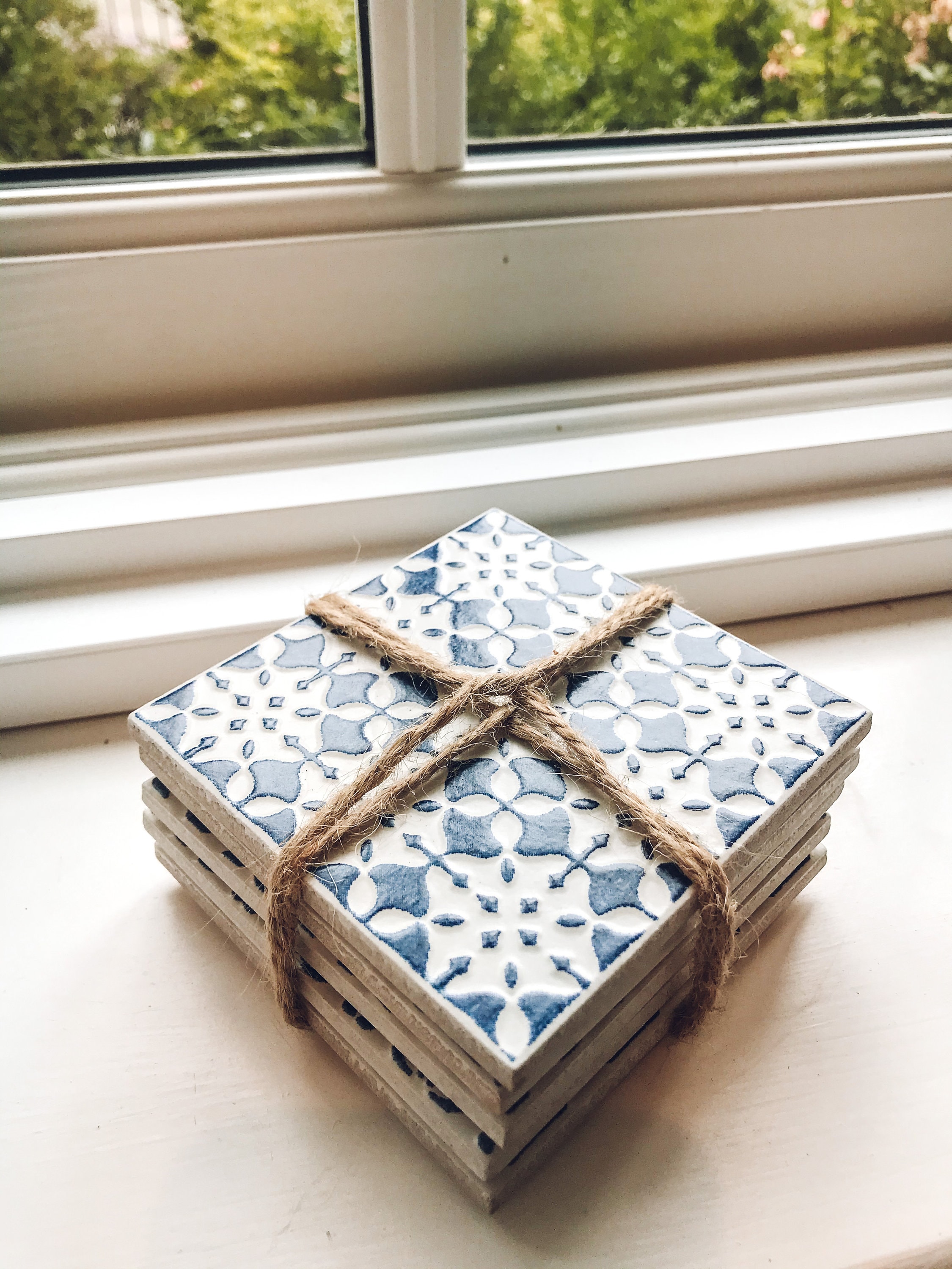 Azure Blue Multi Pattern Ceramic Coaster Set of Five - Etsy