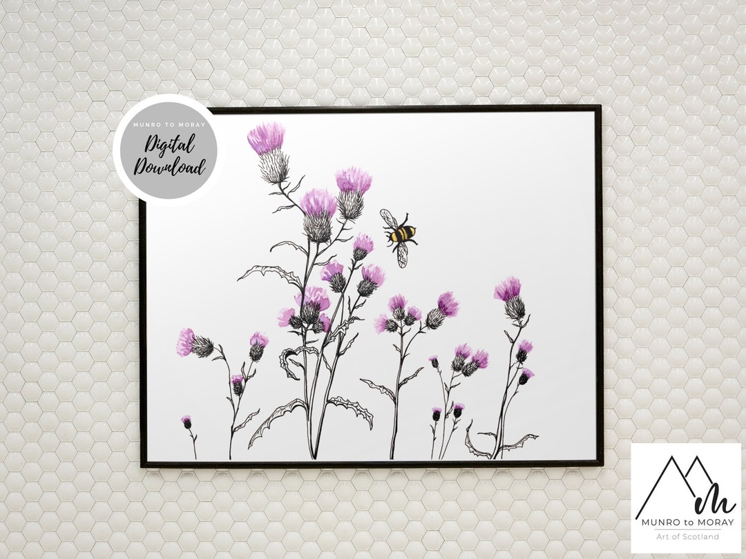 Scottish Thistle Gift Art Print, Thistle Watercolor, PRINTABLE, Vibrant ...