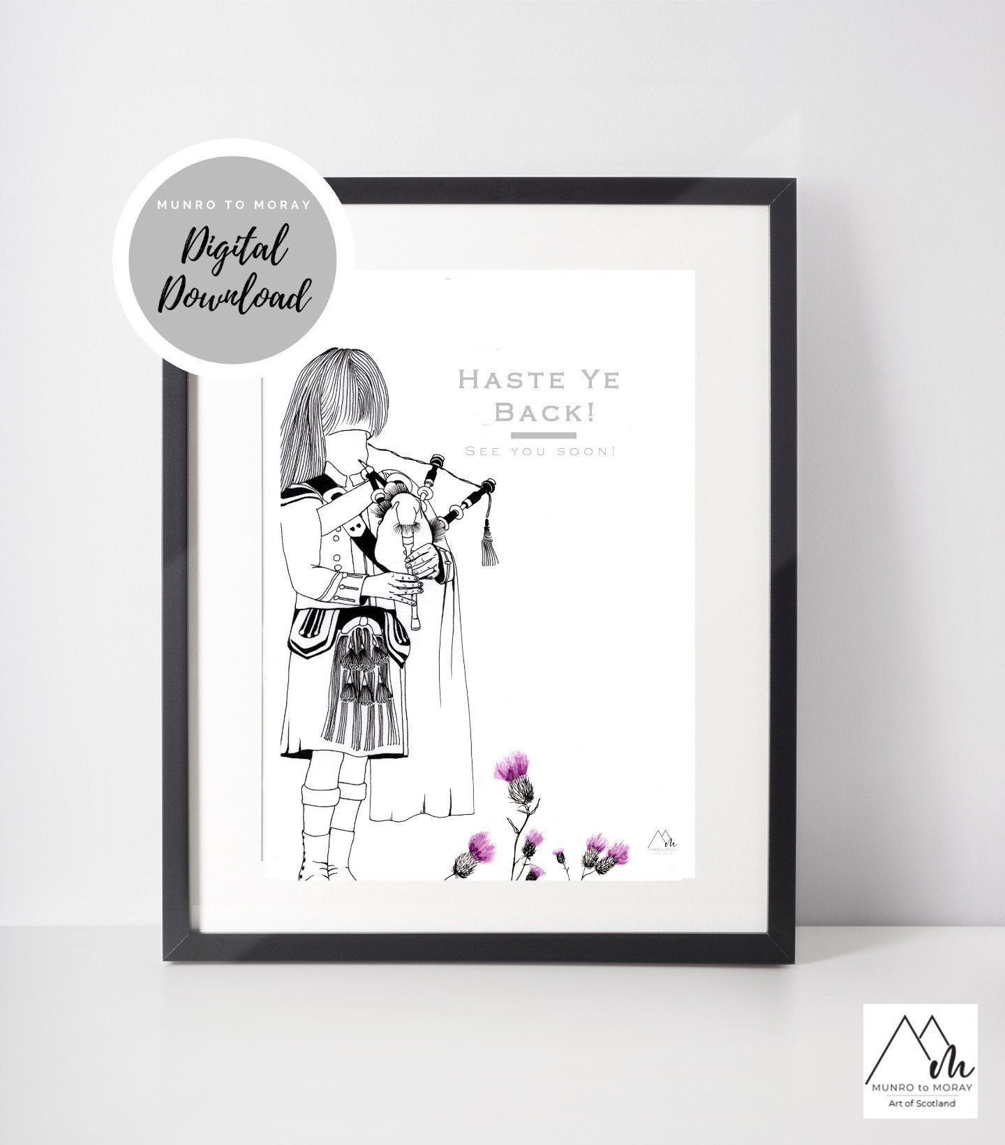 Haste Ye Back Scots Saying PRINTABLE Scottish Phrase Scottish Thistle ...