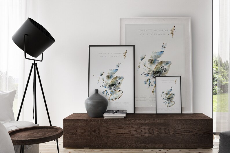 Munro Bagging Map of Scotlands Munros PRINTABLE Hiking Gift Modern Wall ...