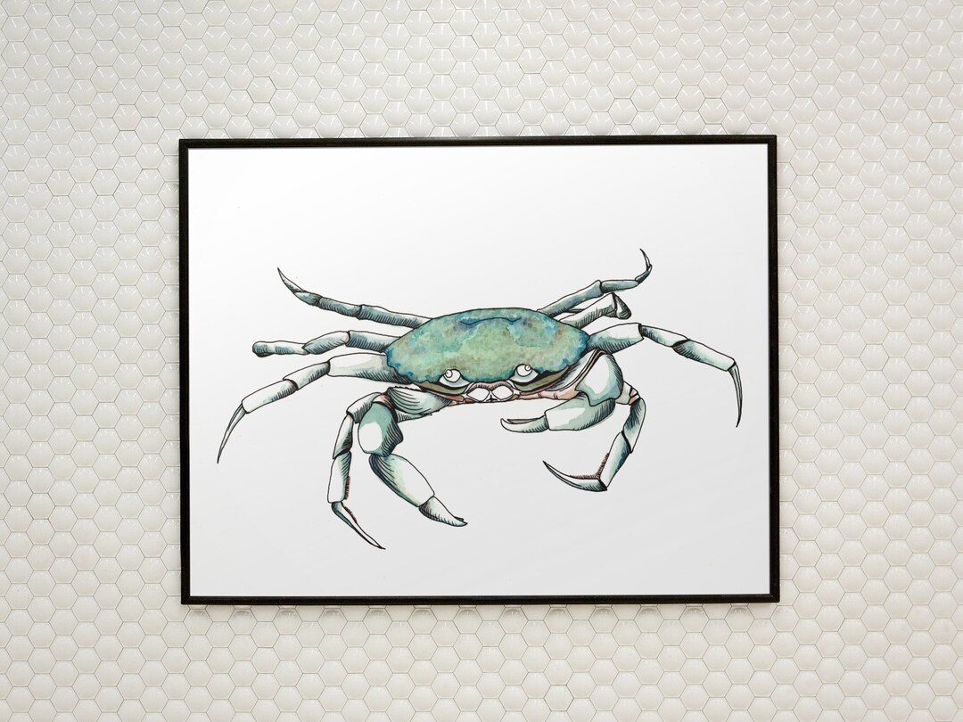 Green Crab Art Print, Beach Themed Wall Art, Sea Animal Wall Art ...