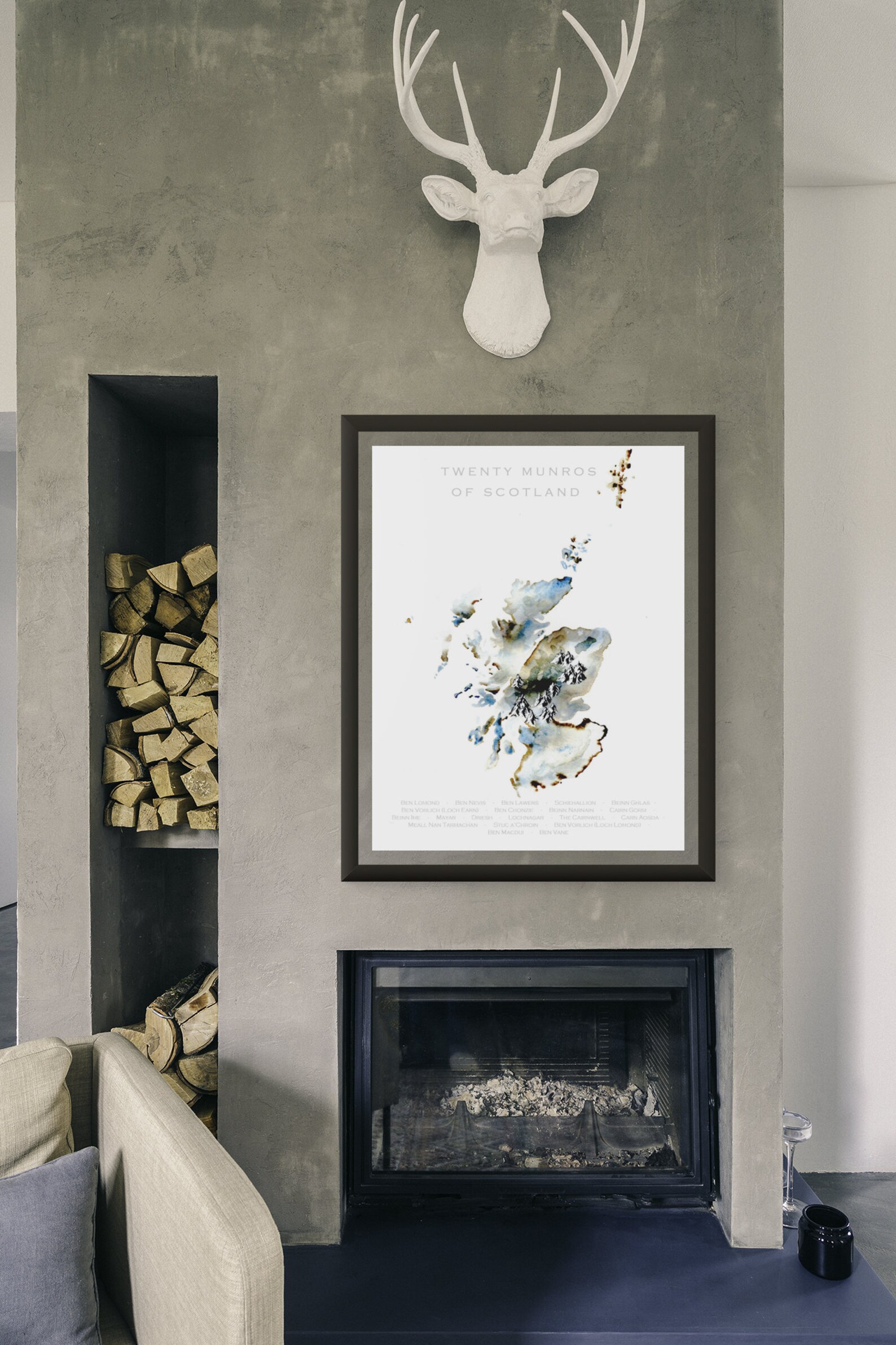 Munro Bagging Map of Scotlands Munros PRINTABLE Hiking Gift Modern Wall ...