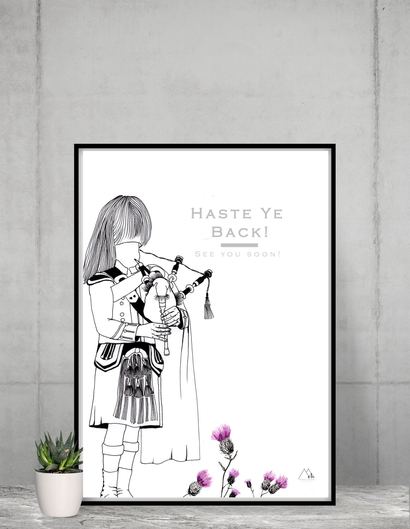 Haste Ye Back Scots Saying PRINTABLE Scottish Phrase Scottish Thistle ...