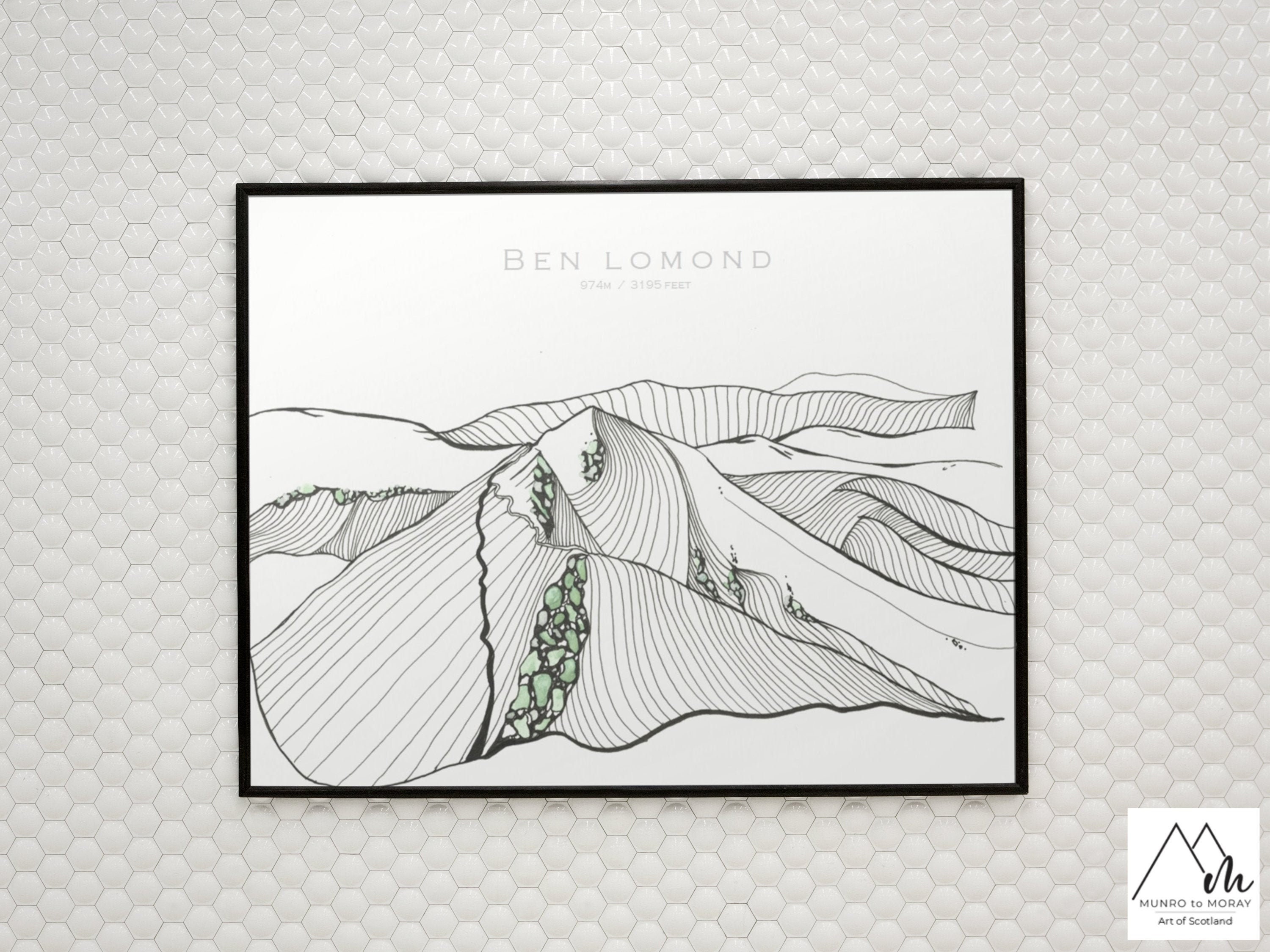 Mountain Drawing Scotland Art Print Ben Lomond Art Print - Etsy