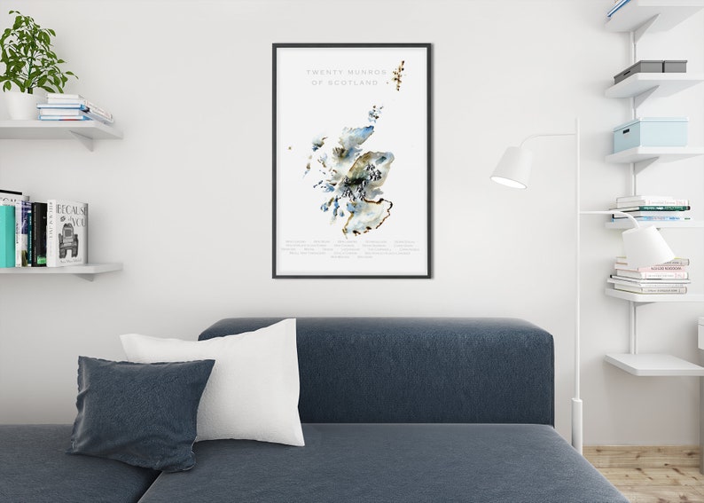 Munro Bagging Map of Scotlands Munros PRINTABLE Hiking Gift Modern Wall ...