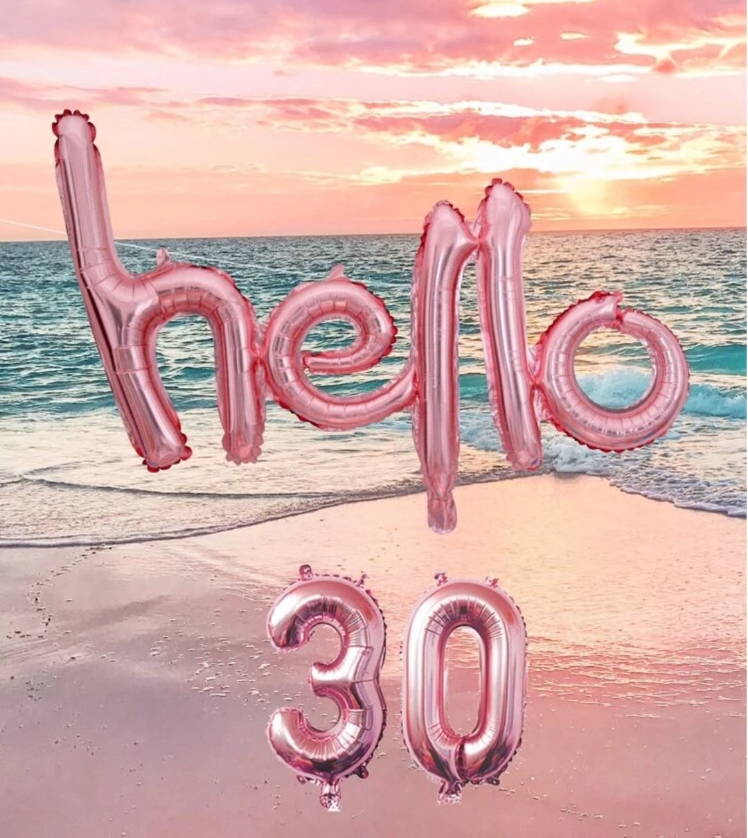One Set of “hello 30” Rose Gold Balloon, Birthday Party, Birthday ...