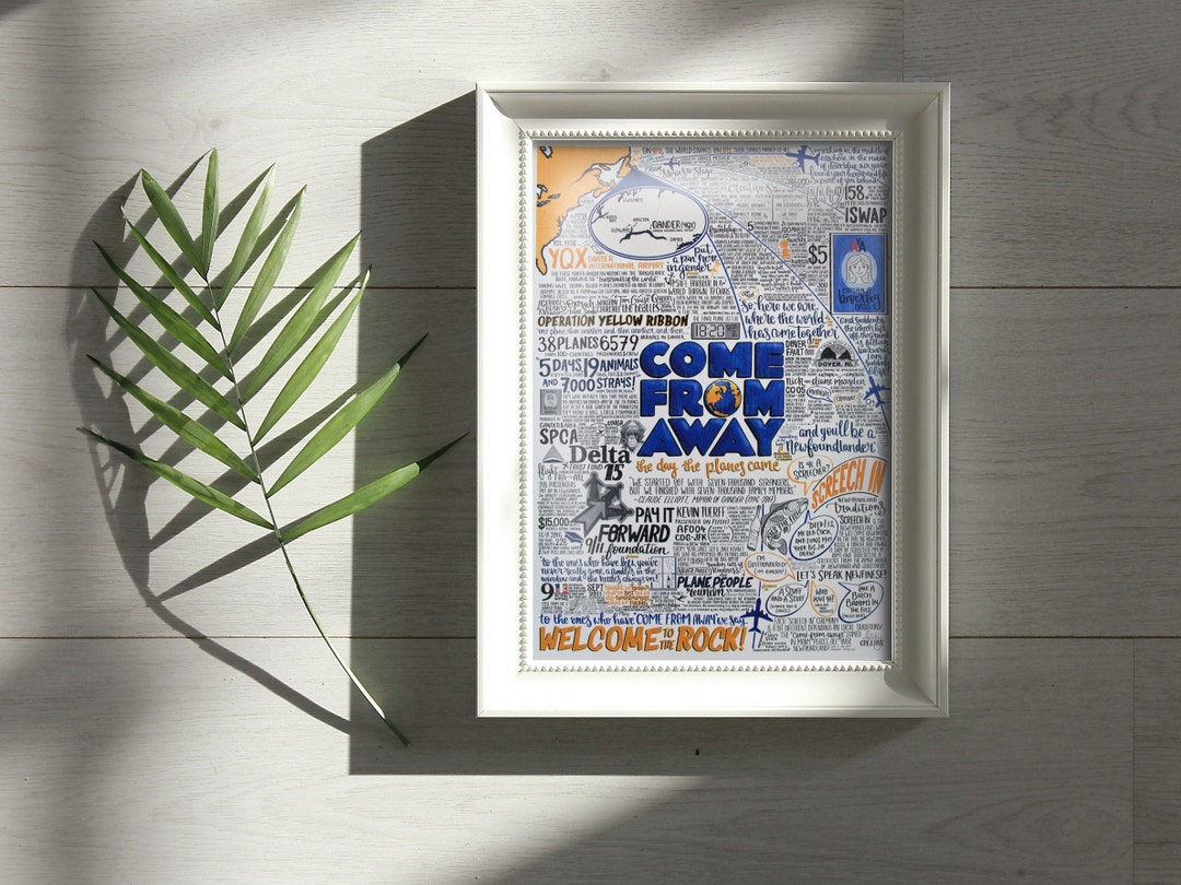 Come From Away Musical Handdrawn Infographic A3 Poster Broadway History ...