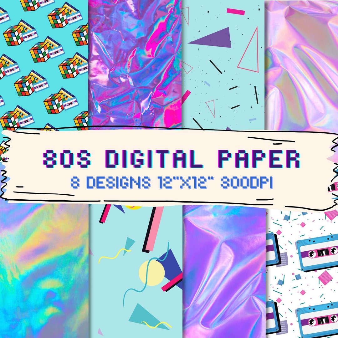 80s Theme Digital Paper: Scrapbook & Junk Journal (digital Download) - Etsy