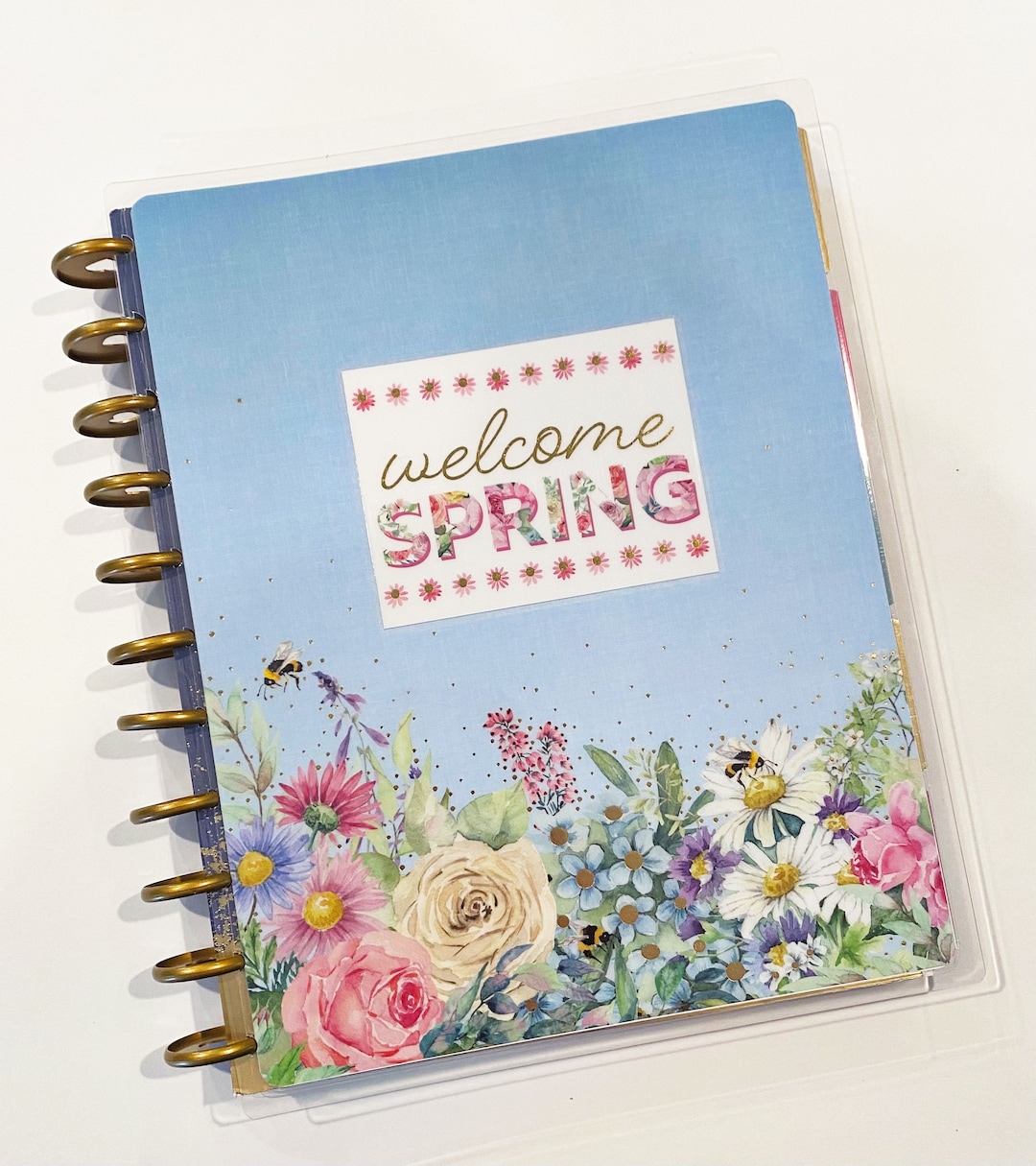 BIG Size, 11 Disc Planner, Floral Planner Cover, Spring Planner, Flower ...