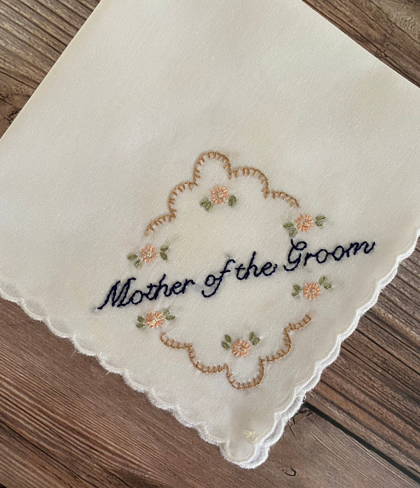 Custom Hand-embroidered Personalized Handkerchief | Bridal Wedding 100% ...