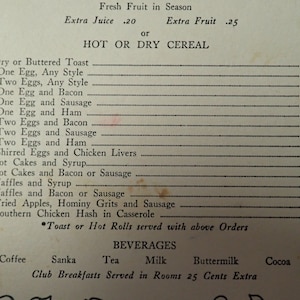 Vintage Menu Williamsburg Lodge Breakfast Menu Dated 2-16-53 - Etsy