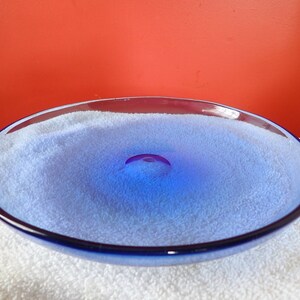 Vintage Blown Glass Cake Plate Cobalt Heavy Smooth Sunken Pontil 10 1/2 ...