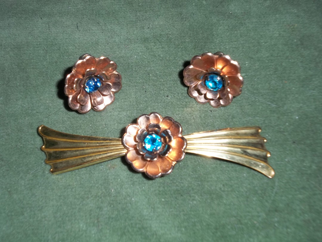 Vintage Harry Iskin 1940's Designer Signed Brooch/pin & Earrings Set ...