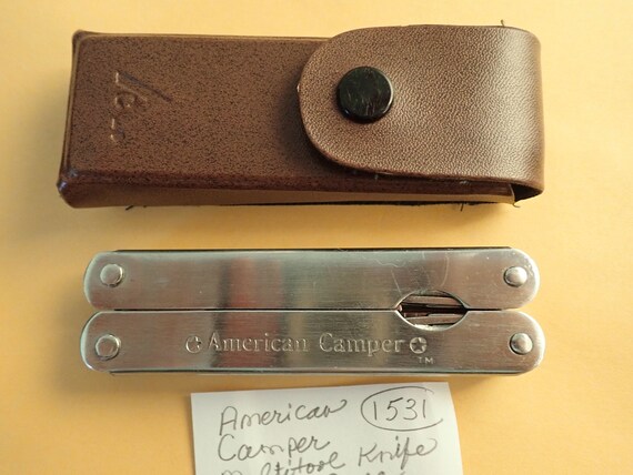 American Camper Multi Tool Stainless Knife With Leather Case | Etsy
