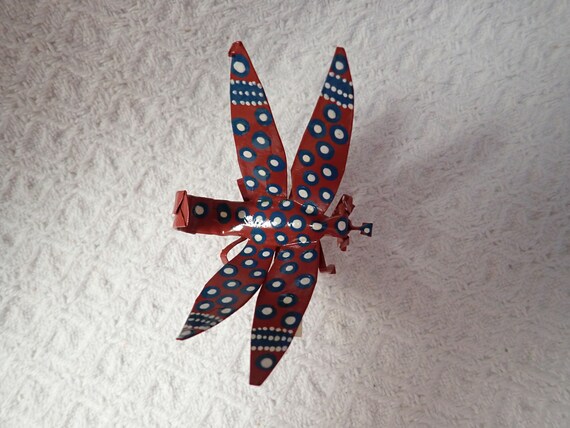 Vintage Recycled Tin Can Dragon Fly Hand Made/painted Bug Made - Etsy