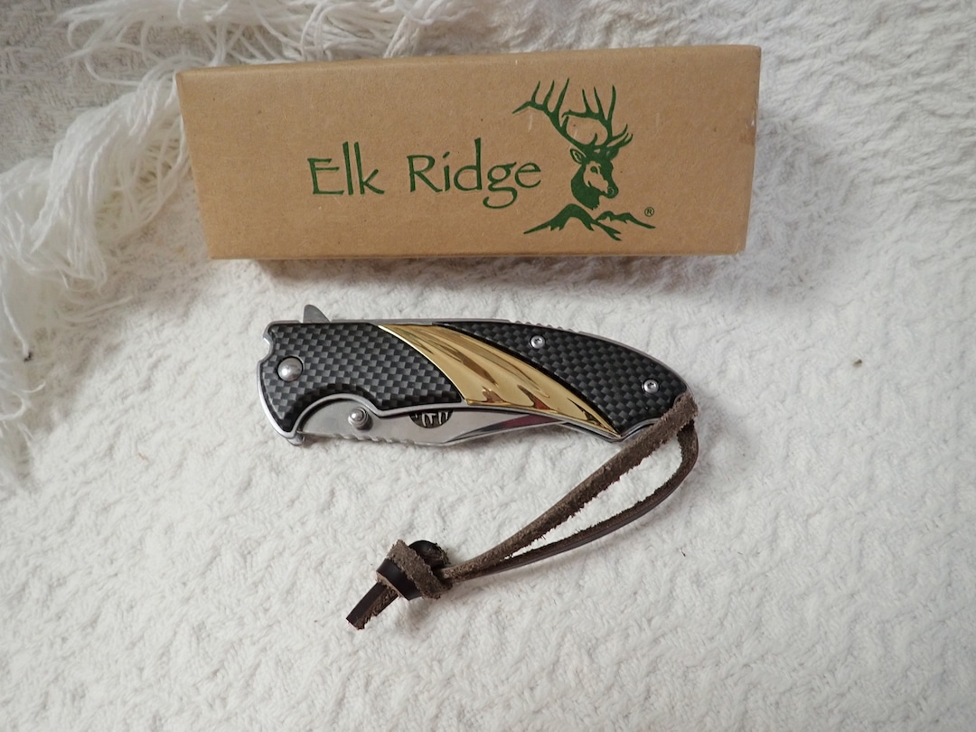 Elk Ridge Custom Design Pocket Knife Mint in Box, Unused With Leather ...
