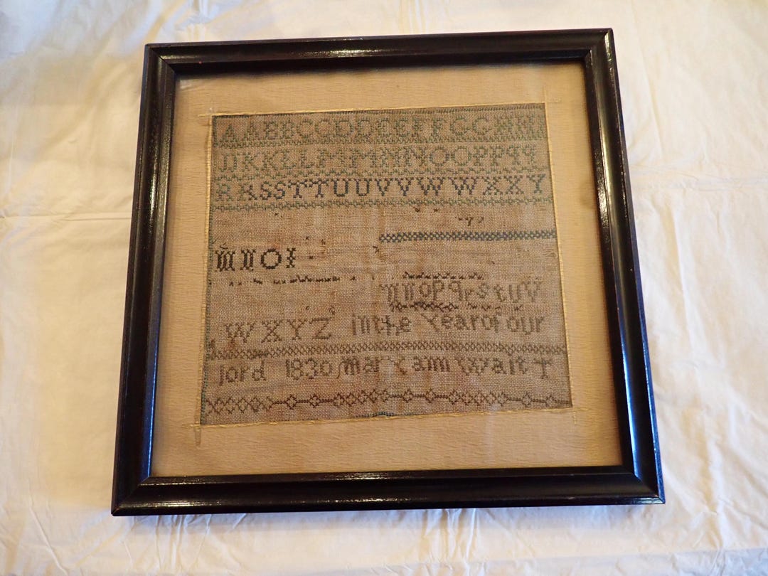 Sku3879. Antique Original Dated 1830 Sampler Framed Mary Ann Wait Rare ...