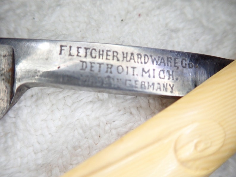 Antique Straight Razor With Box Fletcher Hardware Co. Detroit Michigan ...