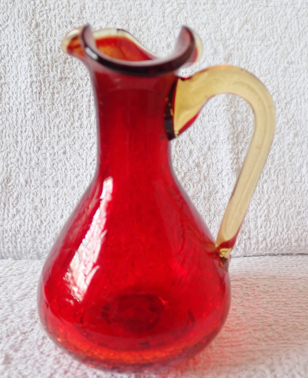 Vintage Amberina Blown Glass Mini Pitcher 4 1/2 Pinched Top Wonderful ...