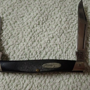 Vintage BUCK 305 Lancer Pocket Knife Anvil Logo 2 Blade 2 3/4" Closed ...