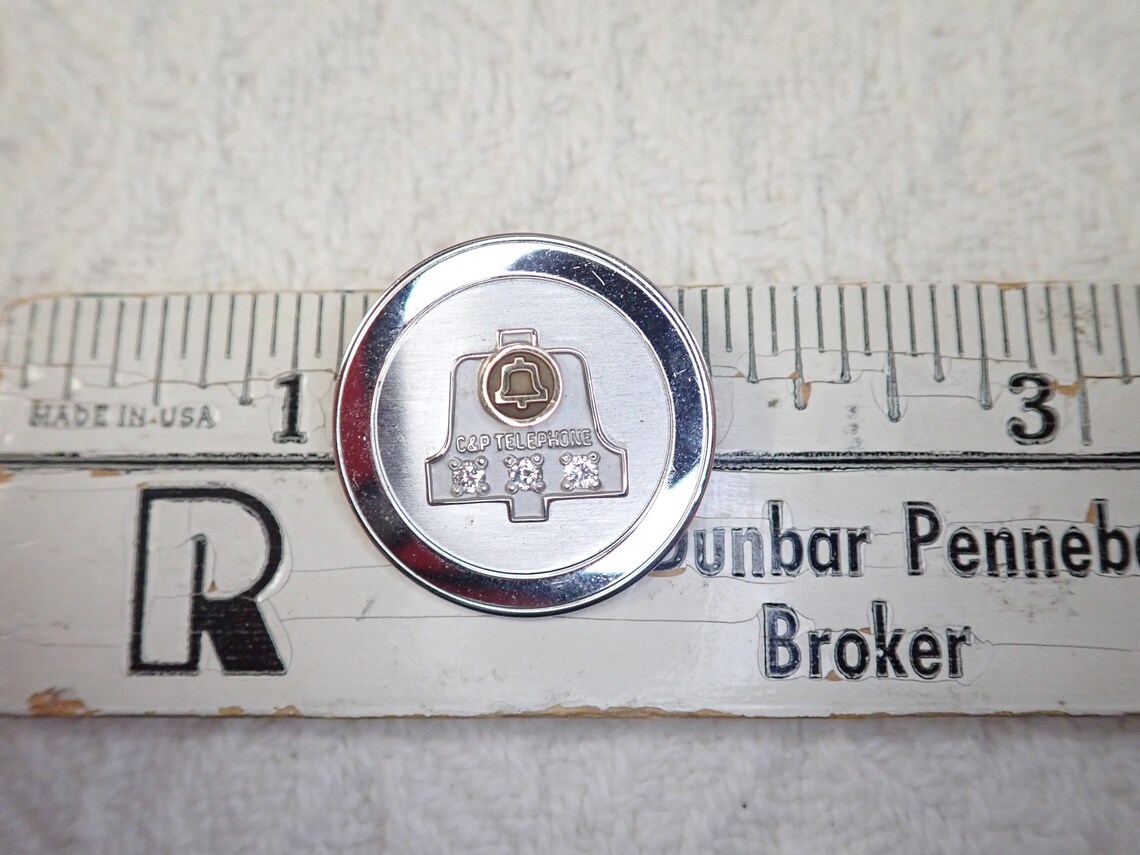 RARE Vintage C & P Telephone Co. Employee Service Pin 3diamonds ...
