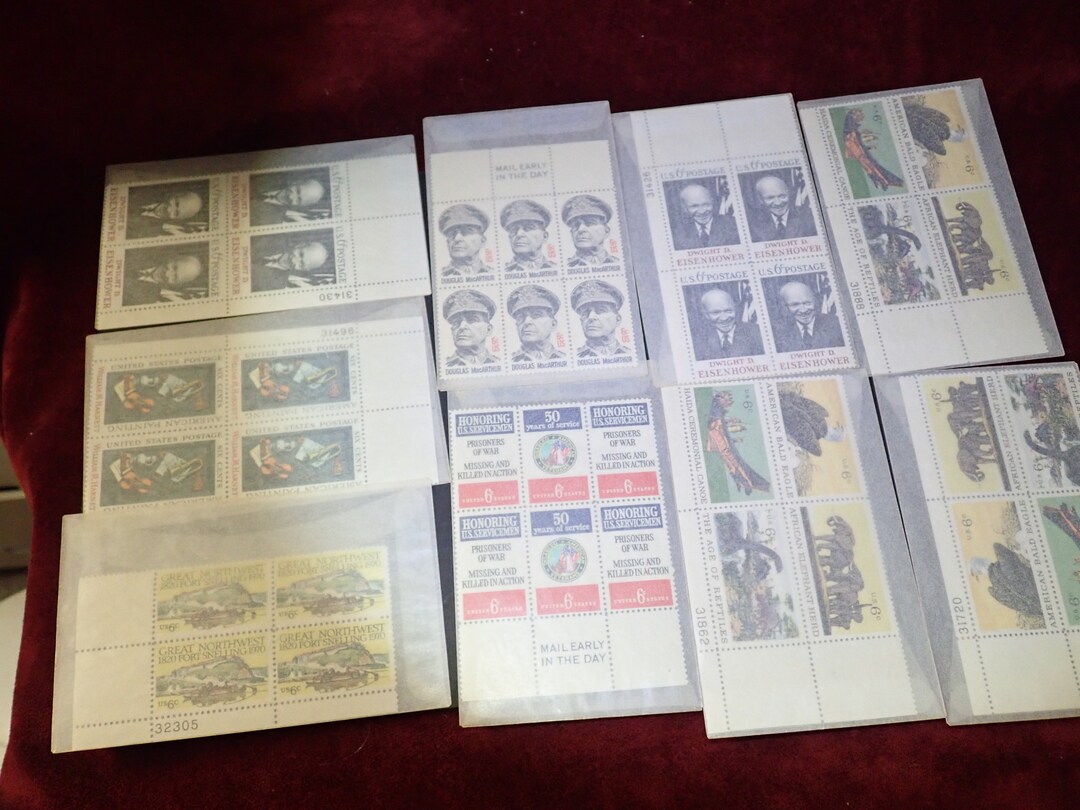 US Postage Stamps 7 Plate Blocks /2 Panes 6c MNH OG Mixed - Etsy