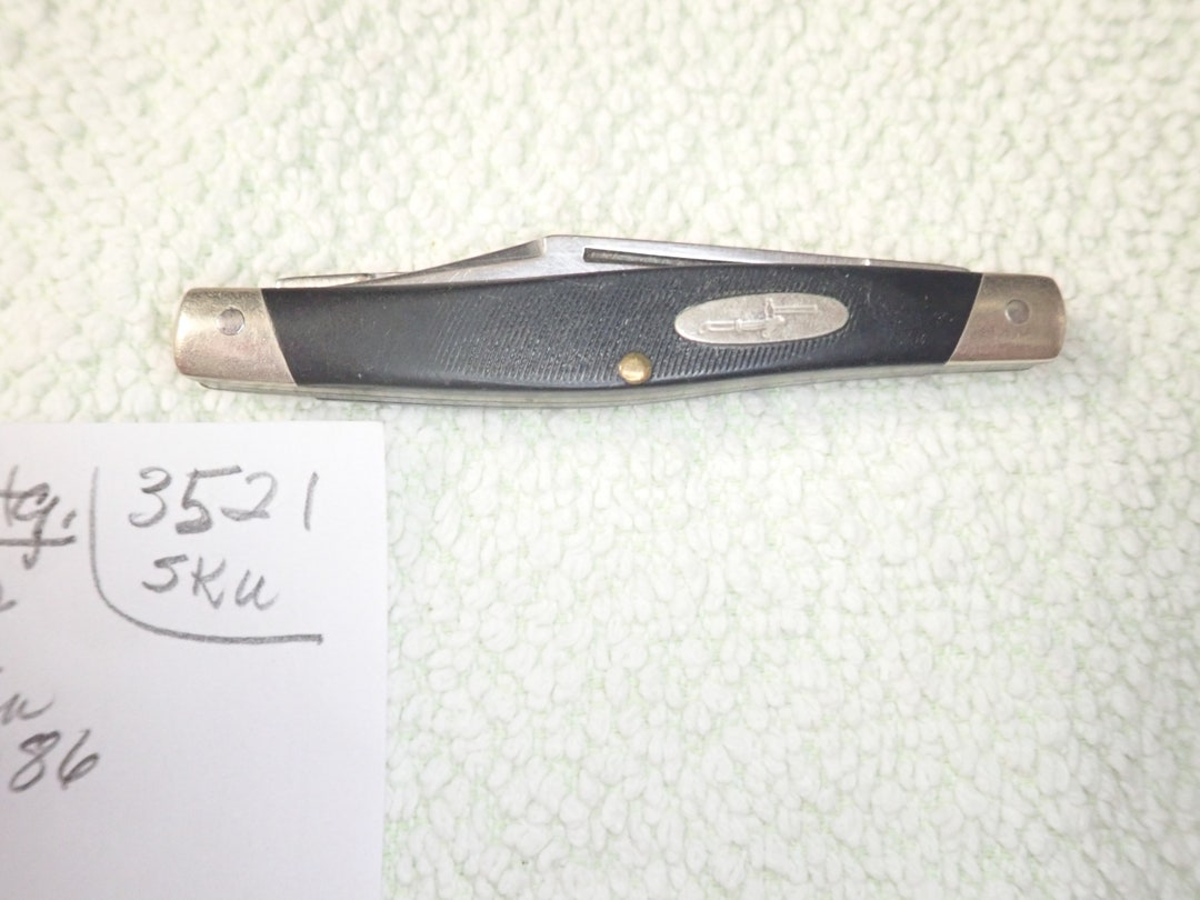 Vintage BUCK 305 Lancer Pocket Knife Anvil Logo 2 Blade 2 3/4" Closed ...