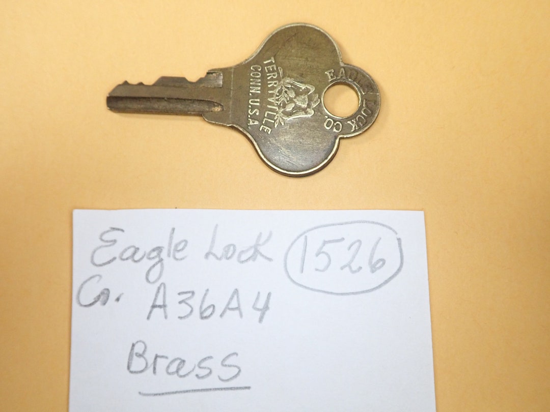 Vintage Eagle Lock Co. Terryville Brass Key # A-36-A-4 Short Key 1 3/4 ...