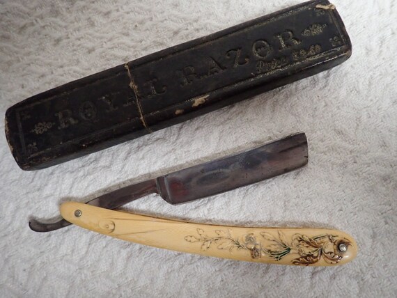 Antique Straight Razor With Box Fletcher Hardware Co. Detroit - Etsy