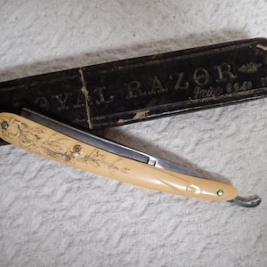 Antique Straight Razor With Box Fletcher Hardware Co. Detroit Michigan ...