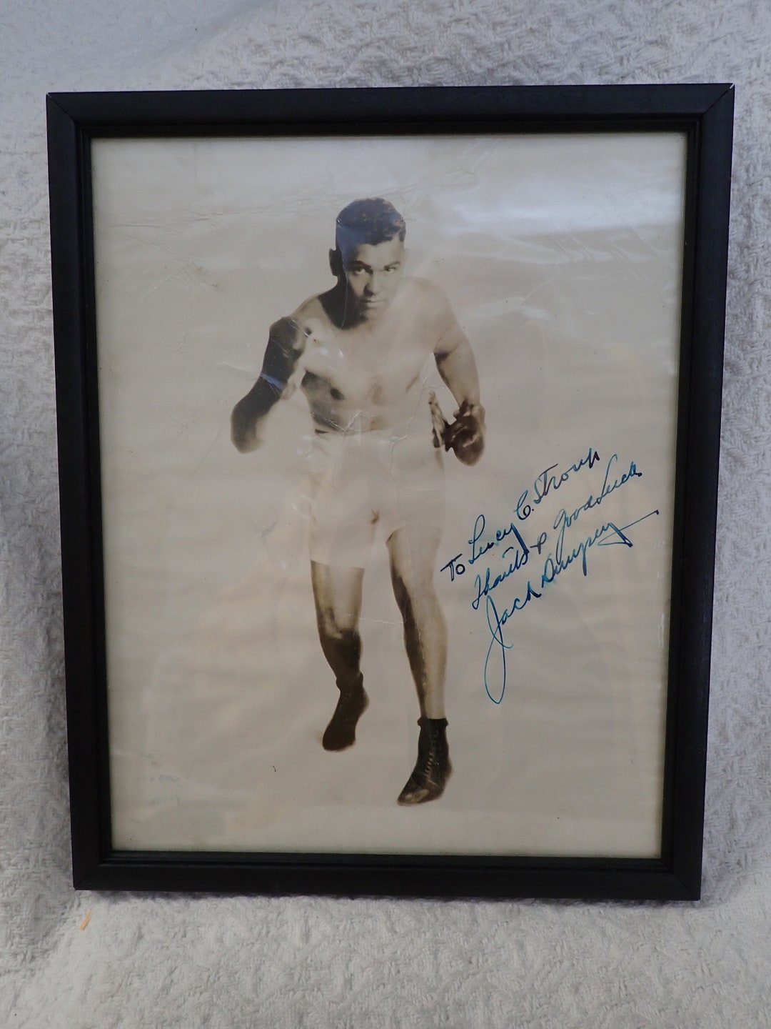 Jack Dempsey 1920s Original Autographed Photograph Framed Excellent ...