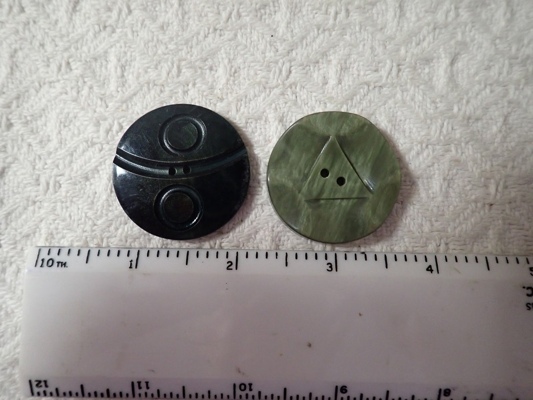2 Large Lucite Sewing Cloak Buttons One Green and One Dk. Bluegreen ...