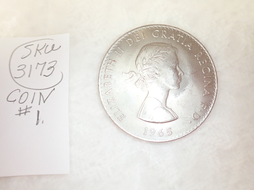 Sku 3173. 1965 Churchill Coin Elizabeth II D DEI Gratia Regina Very ...