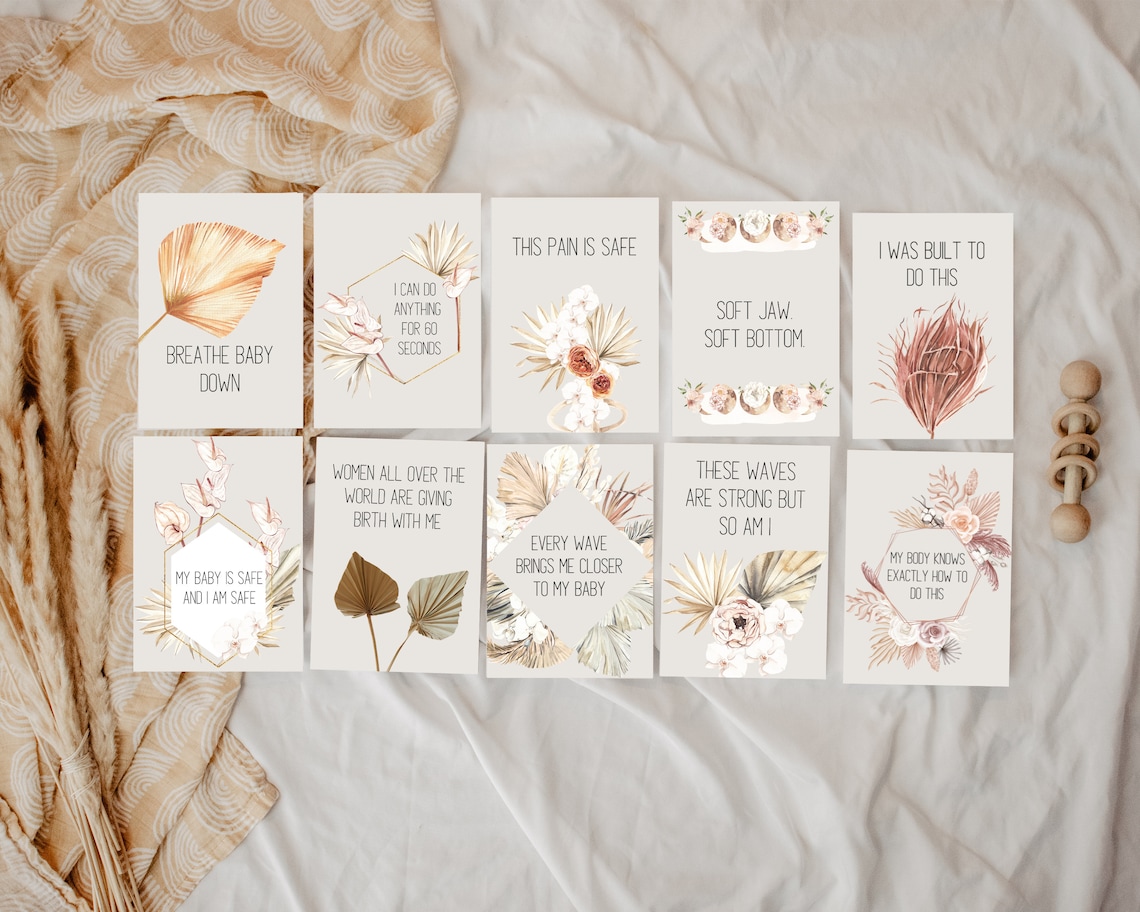 Printable Boho Birth Affirmation Cards Mother in Labor - Etsy