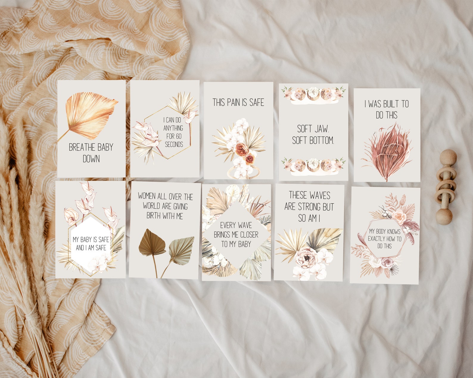 Printable Boho Birth Affirmation Cards | Mother in Labor | Natural ...