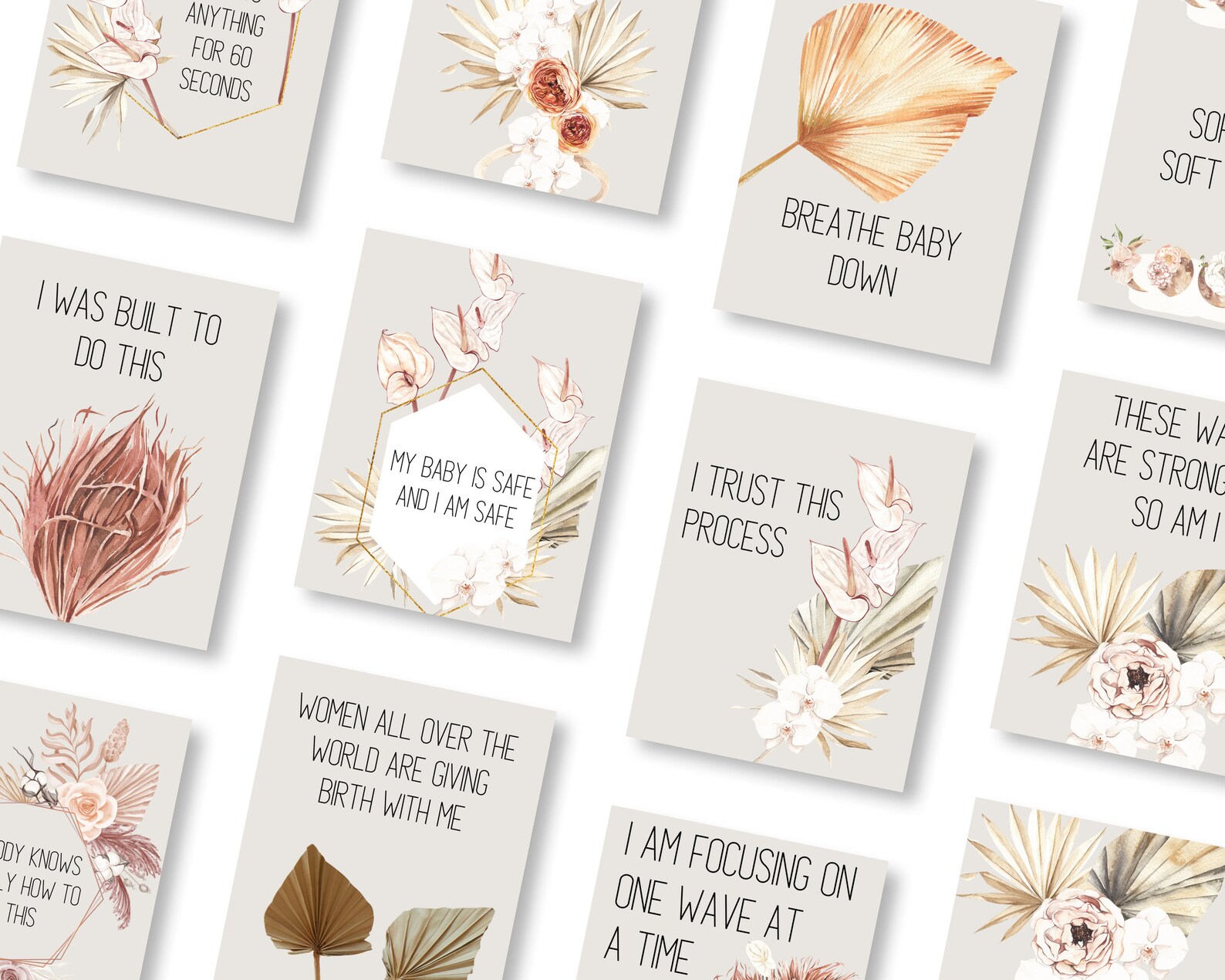 Printable Boho Birth Affirmation Cards Mother in Labor - Etsy
