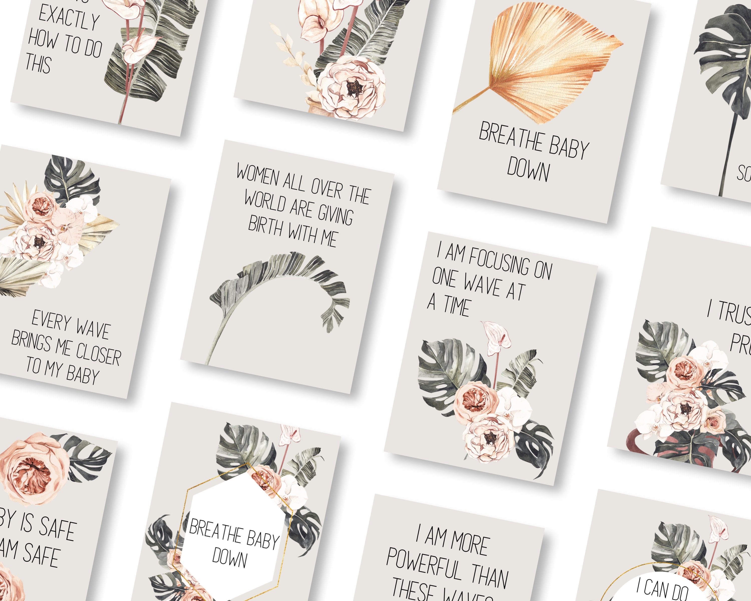 Printable Boho Birth Affirmation Cards | Mother in Labor | Natural ...