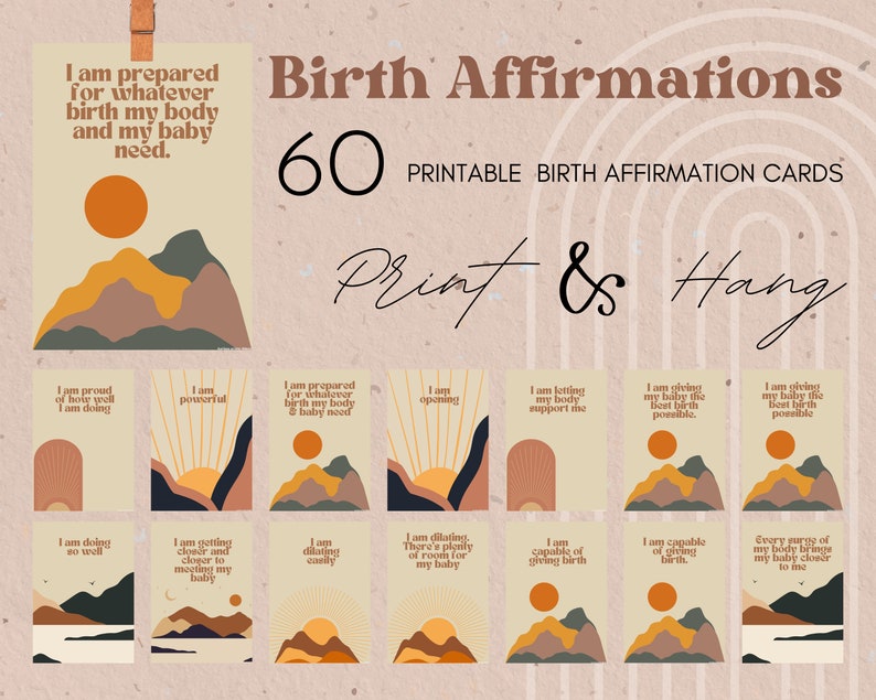 Printable Sun Birth Affirmation Cards Mother in Labor - Etsy