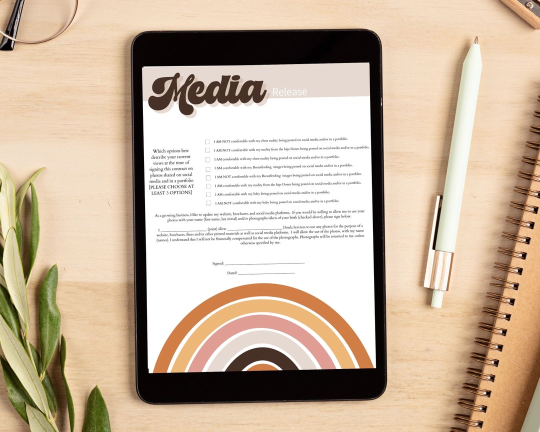 Doula Client Paperwork Template | Media & Photo Release (PDF Editable ...
