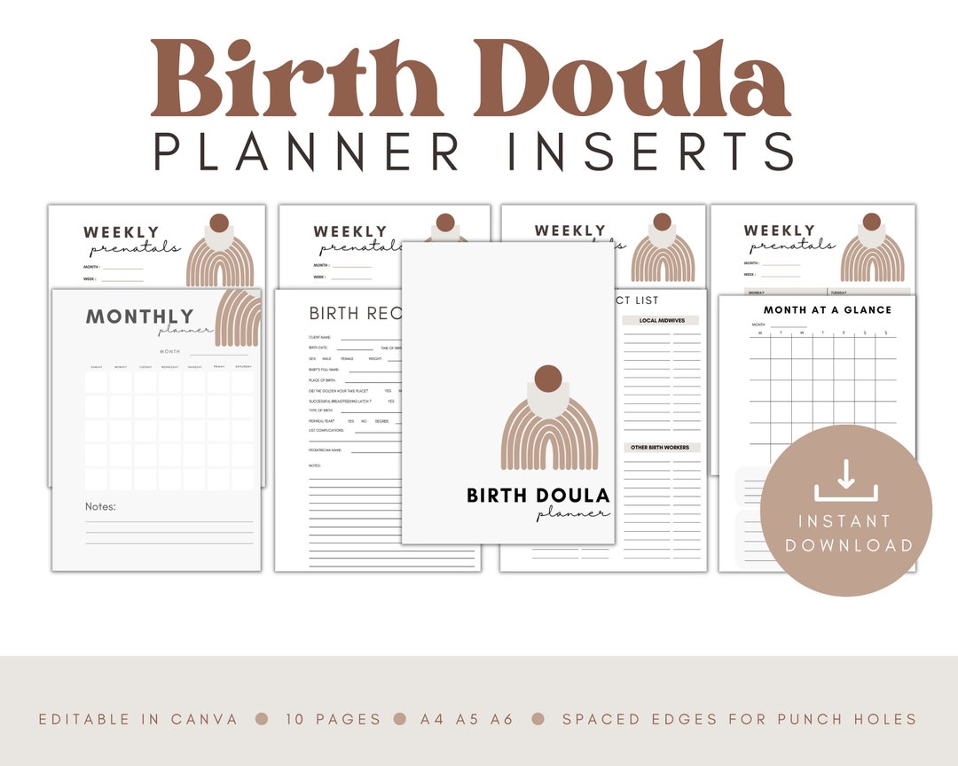 Birth Doula Planner | Customizable Pages (A4 A5 A6) (digital Download ...
