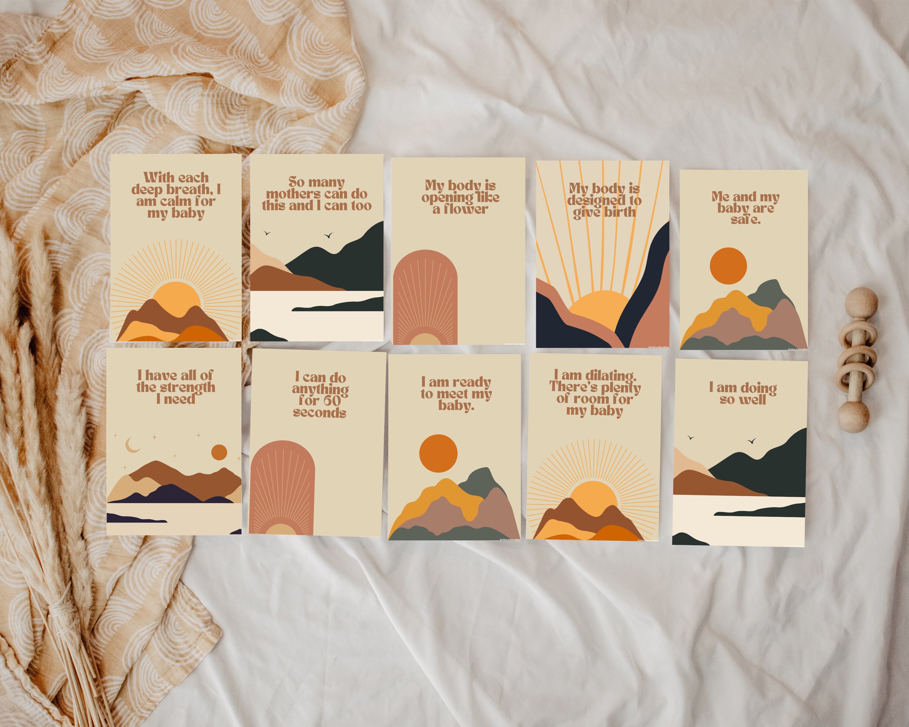 60 Printable Sun Boho Birth Affirmation Cards Mother in - Etsy
