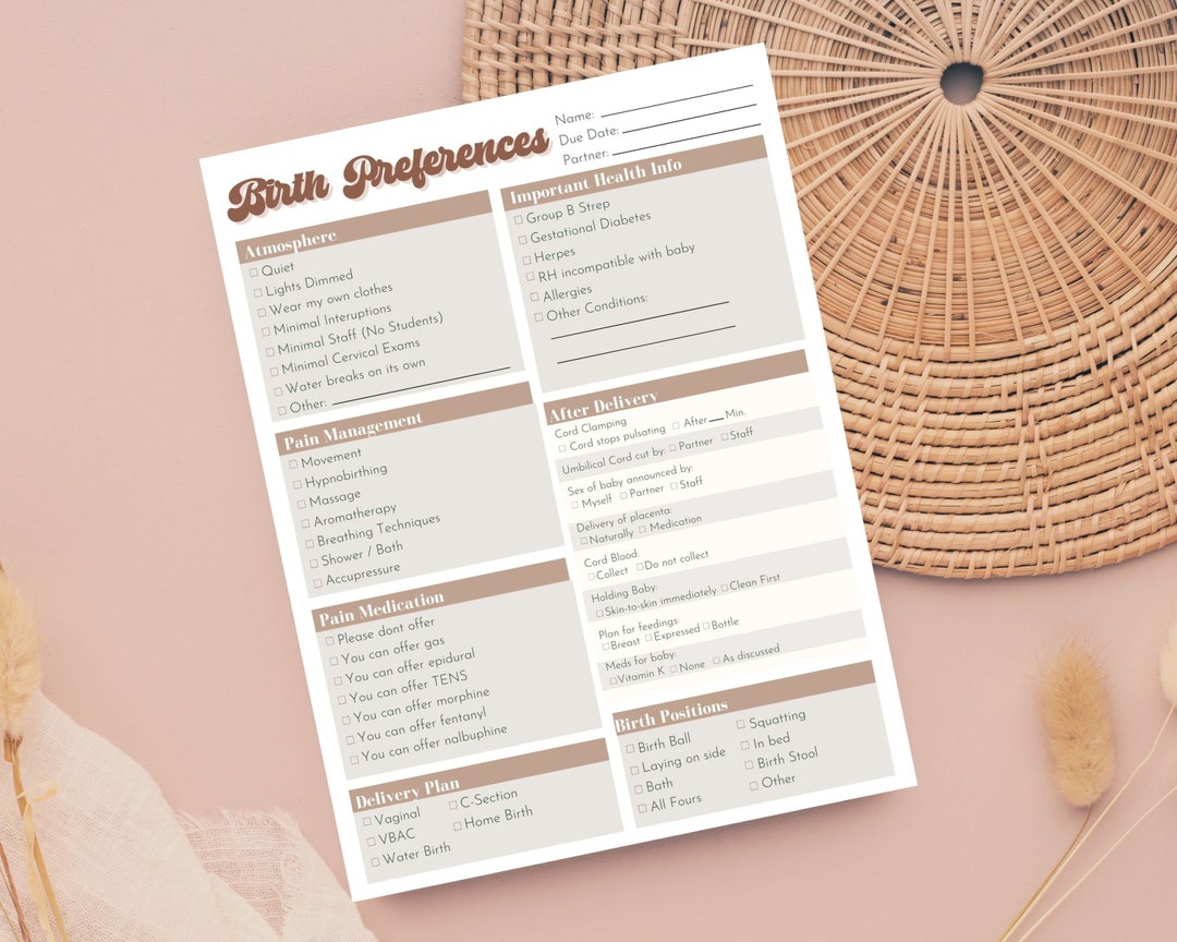 Printable Birth Preferences Template | Natural Childbirth ...