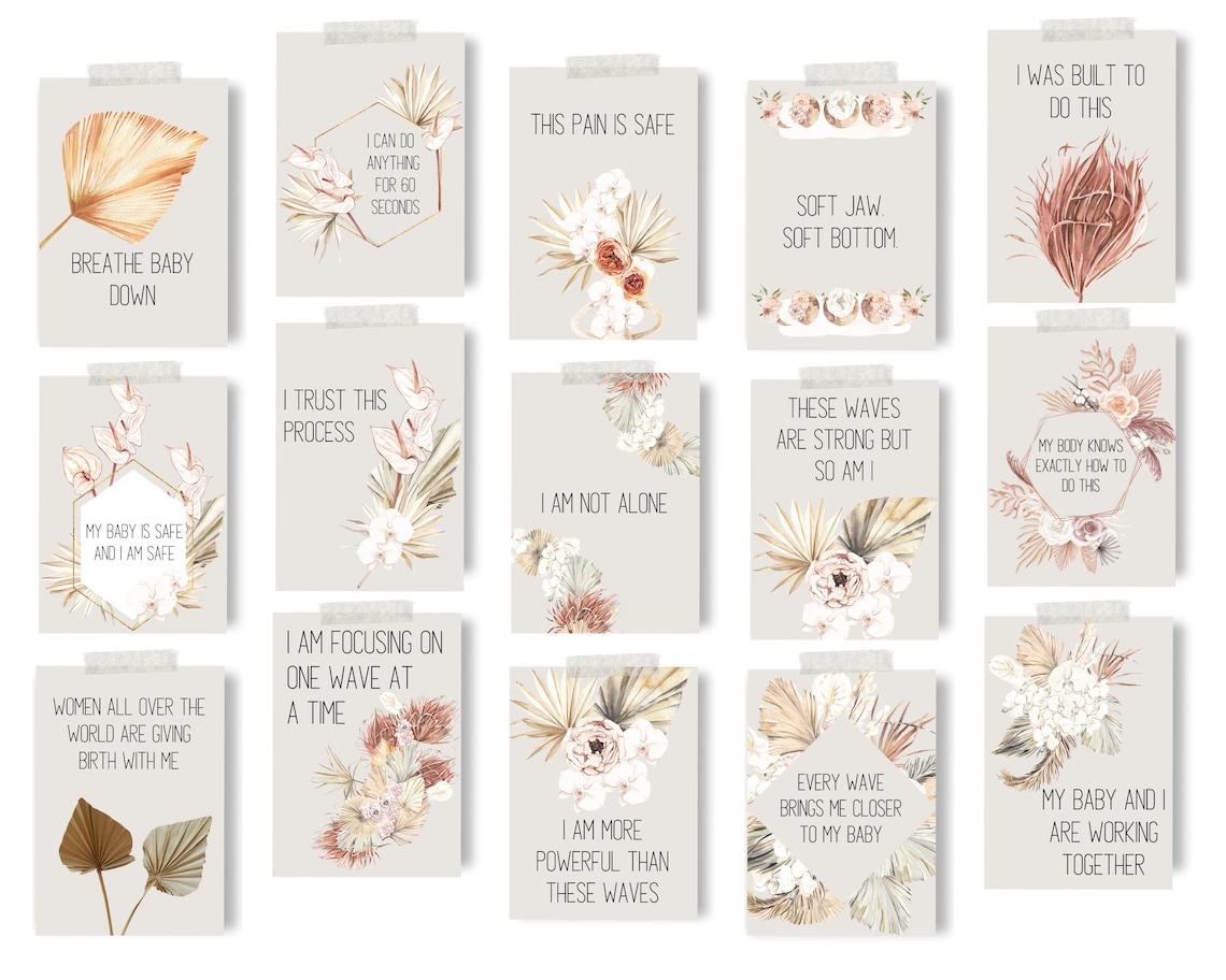 Printable Boho Birth Affirmation Cards Mother in Labor - Etsy
