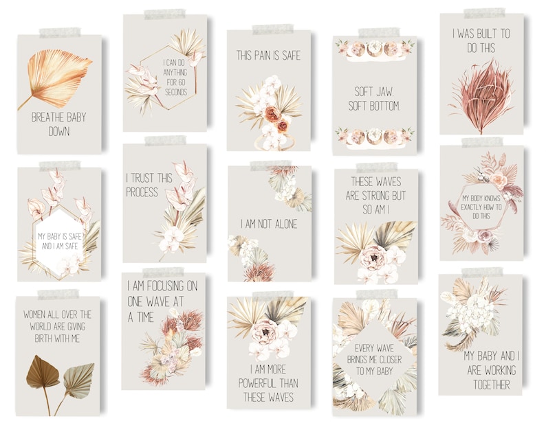 Printable Boho Birth Affirmation Cards | Mother in Labor | Natural ...