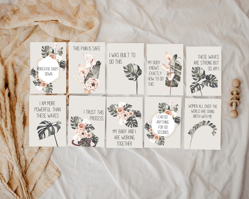 Printable Boho Birth Affirmation Cards | Mother in Labor | Natural ...