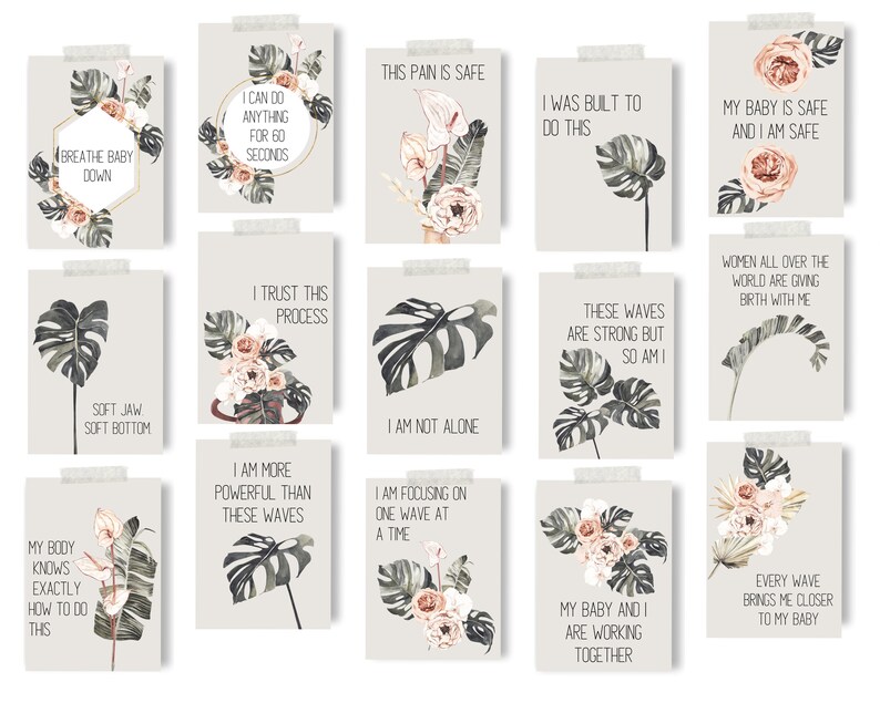 Printable Boho Birth Affirmation Cards | Mother in Labor | Natural ...