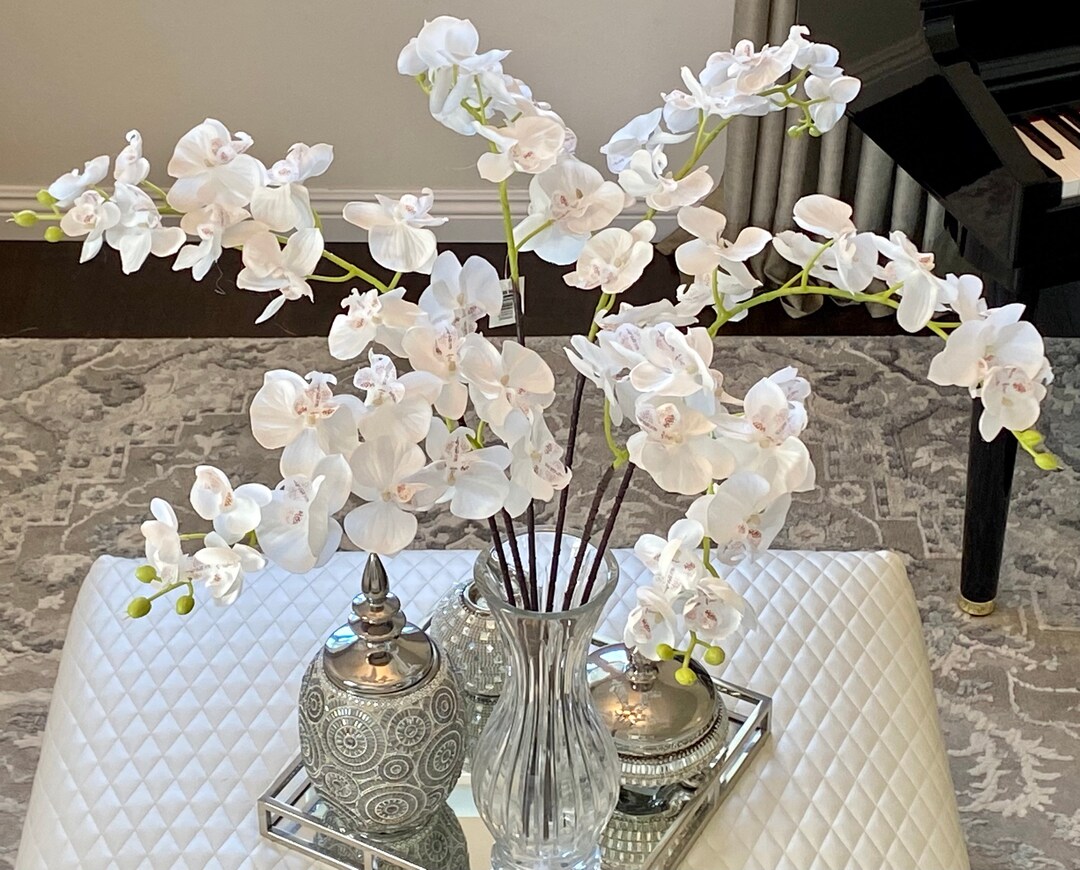 Long Stem White Butterfly Faux Orchids, Artificial White Orchids, Faux ...