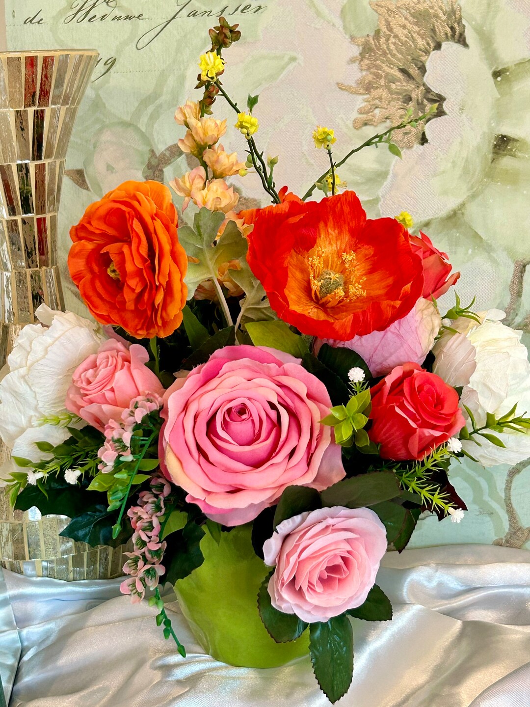 Spring Artificial Table Centerpiece, Gift for Her, Faux Flower ...