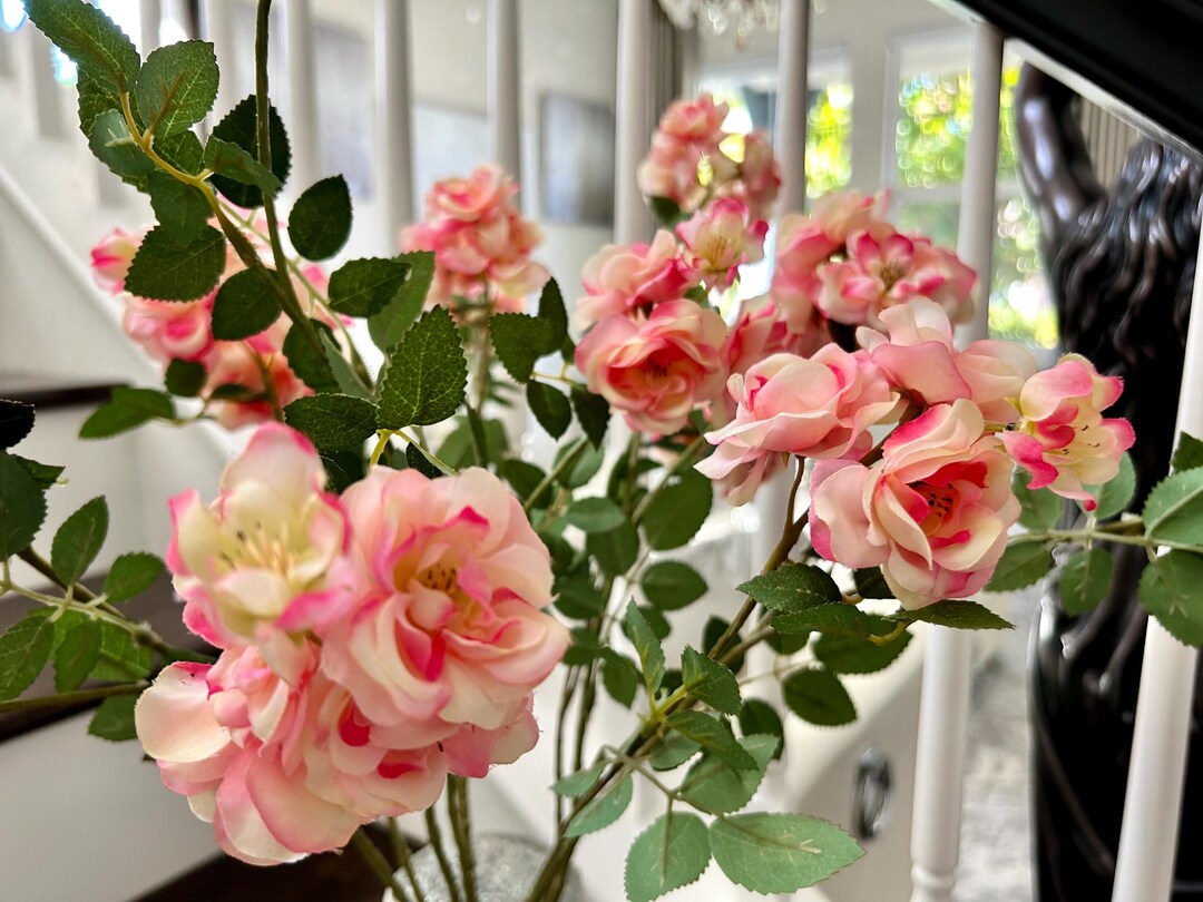 Faux Rambling Rose Spray Stem, Artificial Baby Roses, Realistic Cream ...