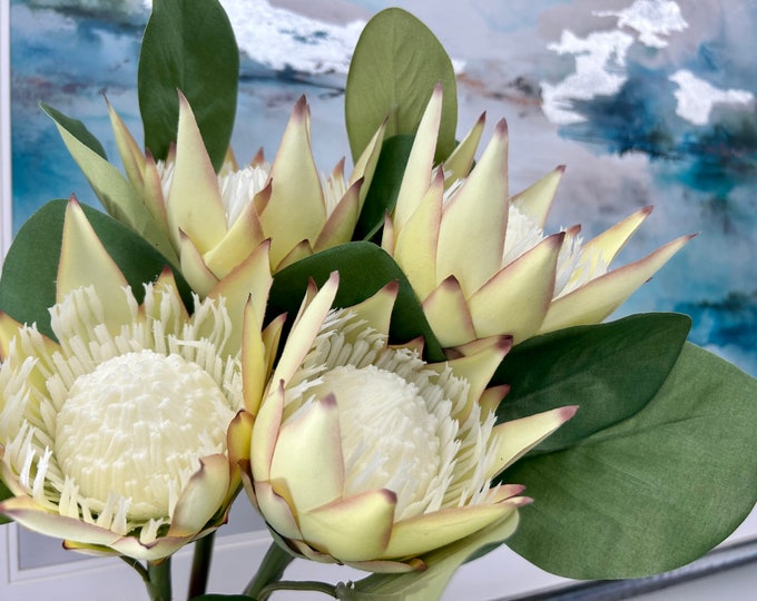 King Protea Faux Flower, Natural Look Silk Proteas, Artificial Proteas, Tropical Faux Flowers ...
